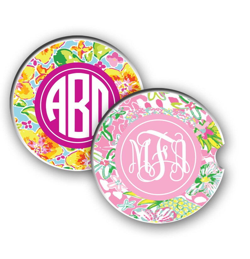 Personalized Car Coaster Set Monogram Coasters Preppy Car - Etsy