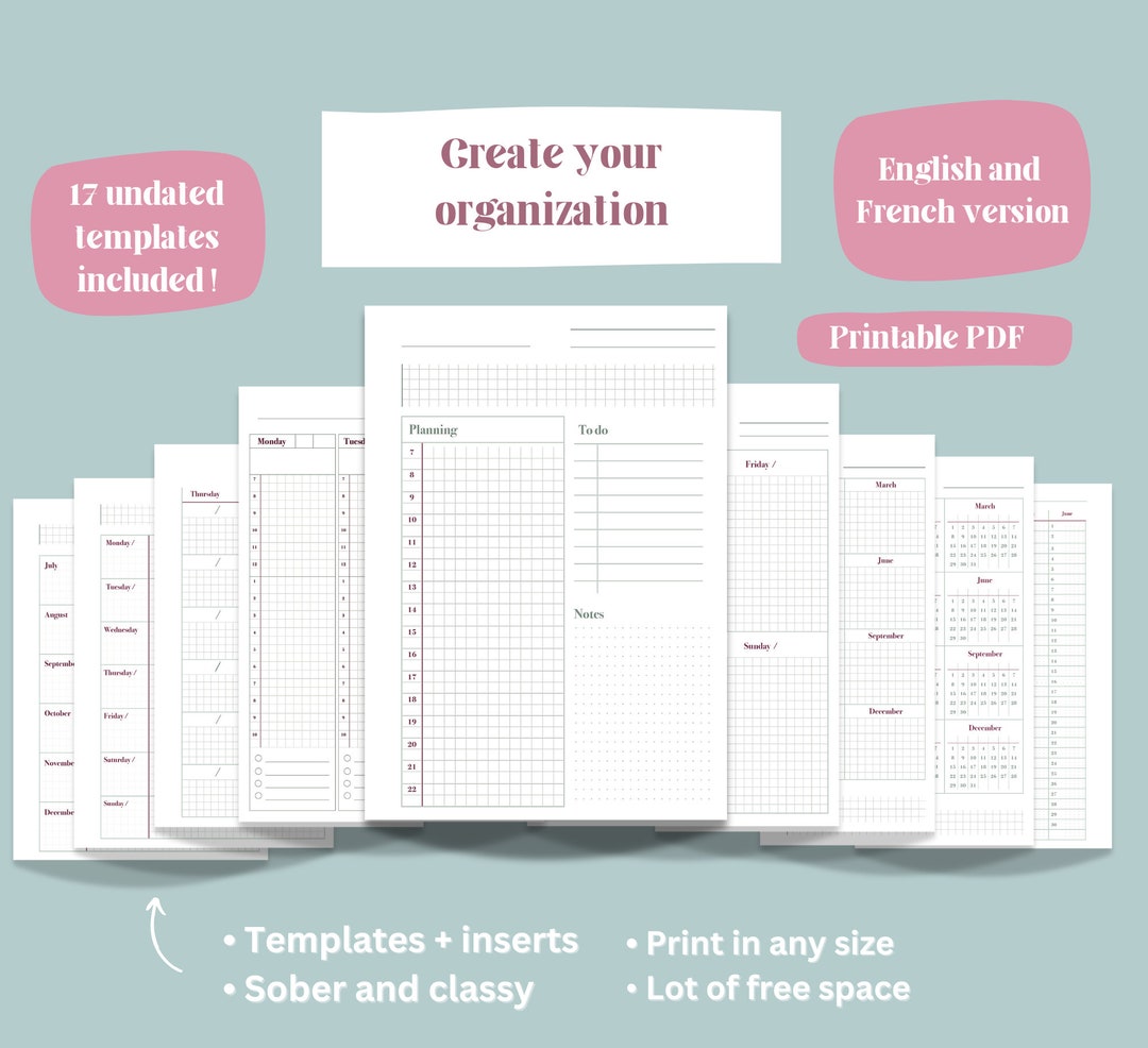Printable Undated Agenda Templates for a Customized Planner french and ...