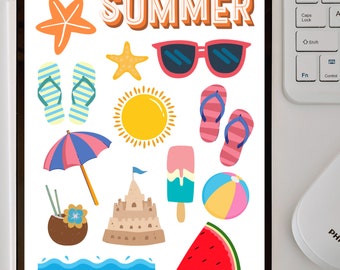 Digital Stickers Sun-kissed Summer Stickers for Digital Planners - Etsy