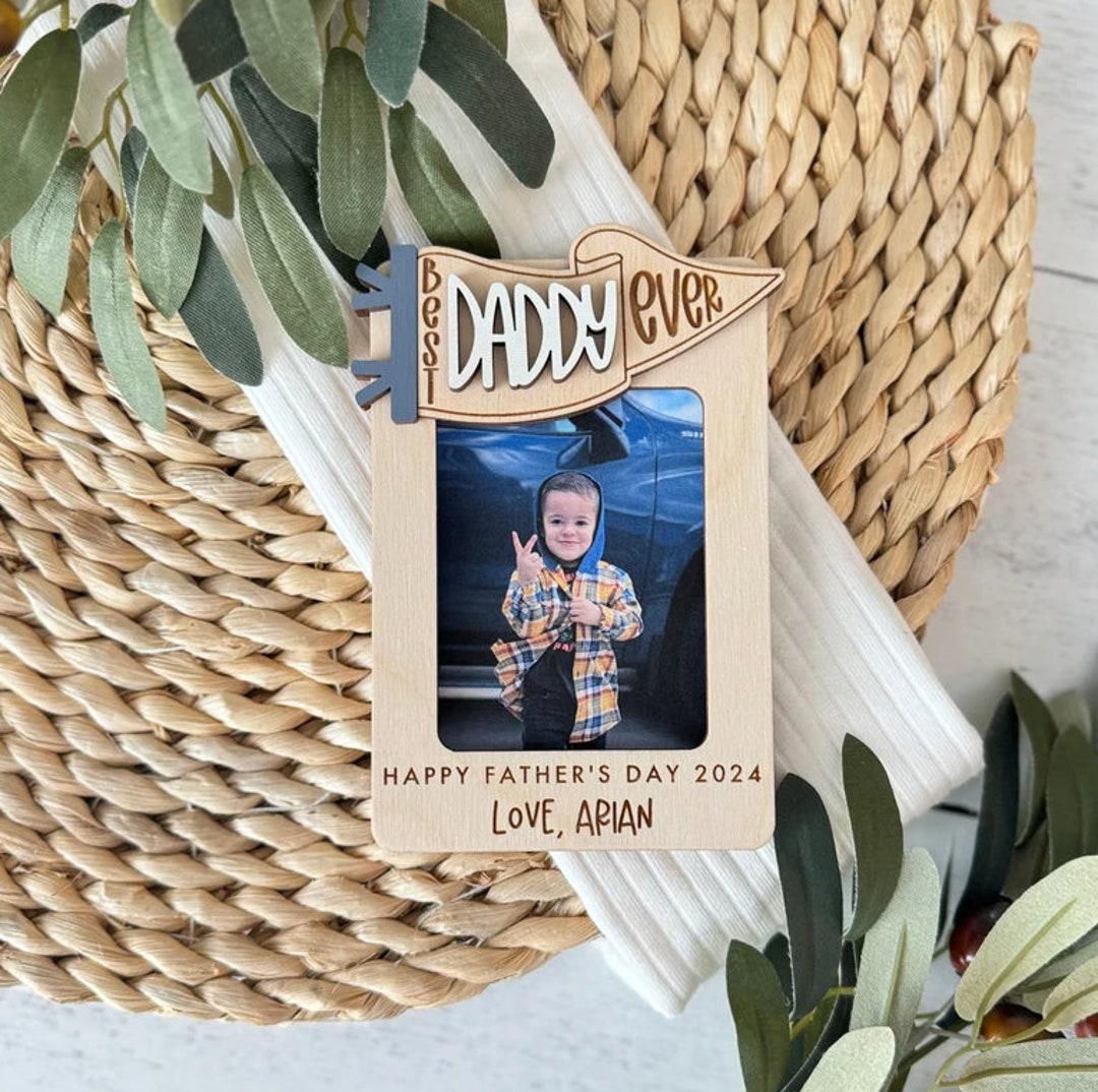 Father's Day Wood Photo Frame, Father's Day Magnetic Photo Frame ...