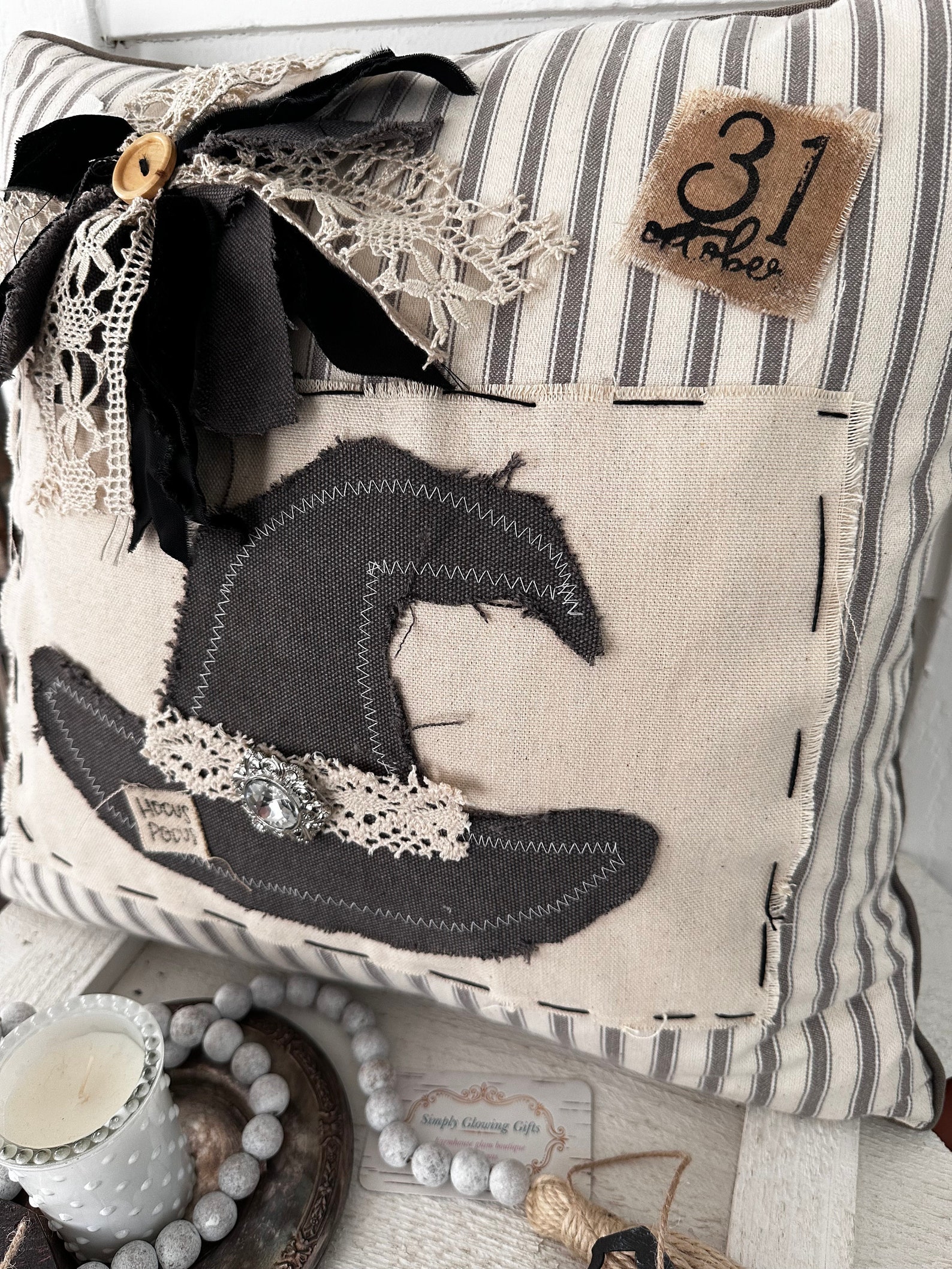 Hocus Pocus Custom Witch Hat Farmhouse Ticking Halloween Goose - Etsy