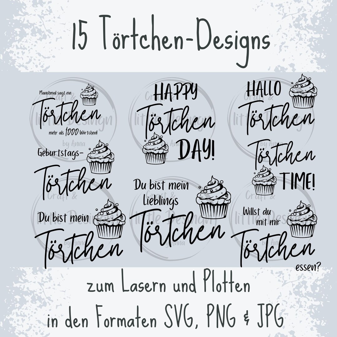 15 SVG Files for Plotting and Lasering on the Topic of Cupcakes: Design ...