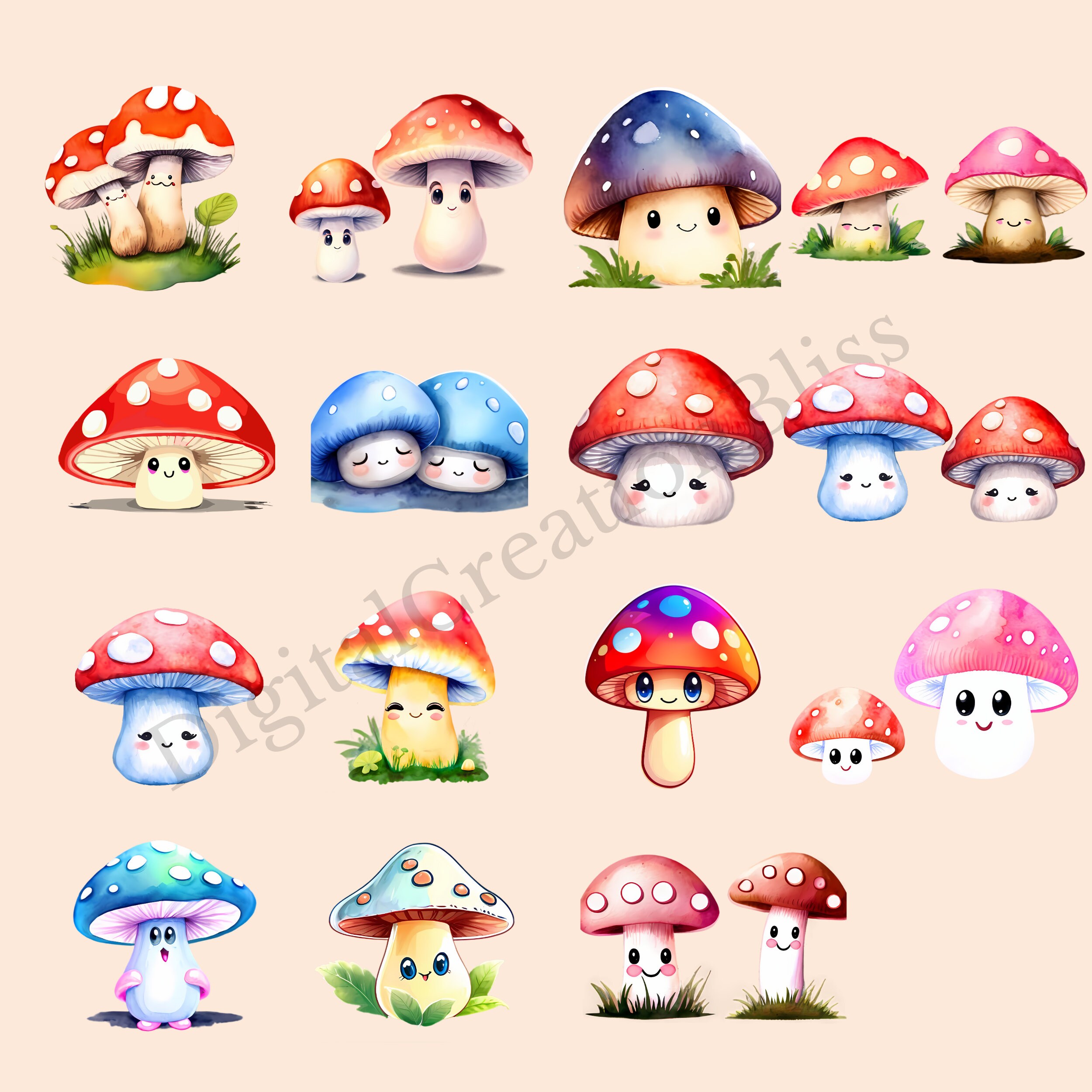 Cute Kawaii Mushroom Clipart Toad Clipart Funghi PNG Transparent PNG ...