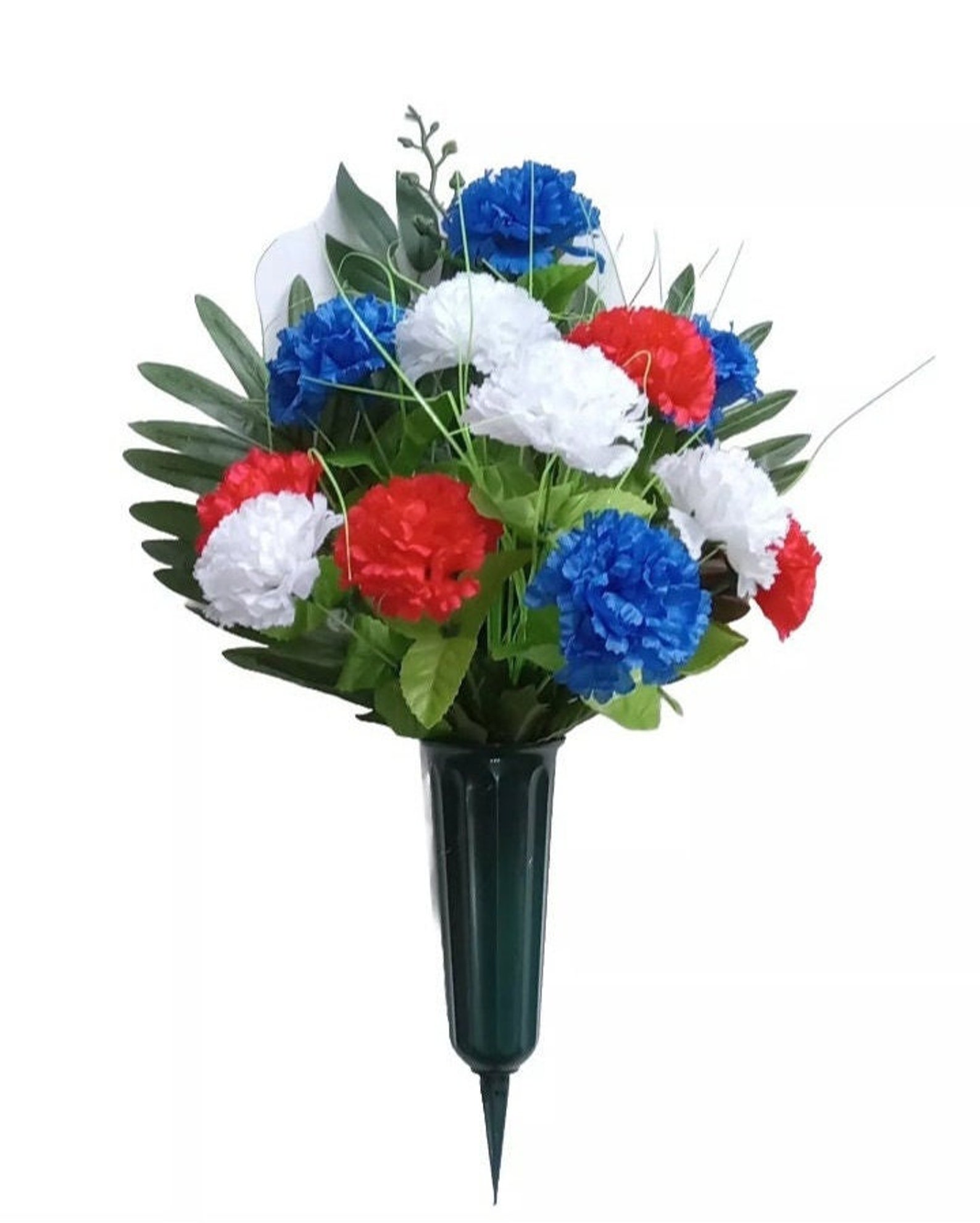 Potted Patriotic USA Red, White and Blue Carnation Memorial Grave ...