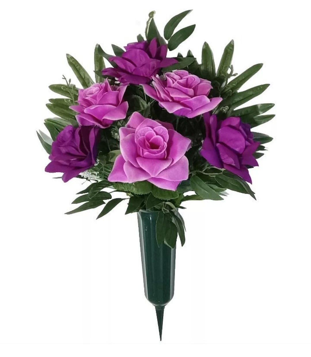 Prepotted Purple/lavender Rose Memorial Graveyard Burial Cemetery 21"h ...