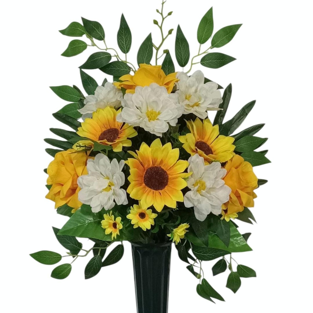 Prepotted Sunflower Rose Zinnia Memorial Graveyard Burial Cemetery ...