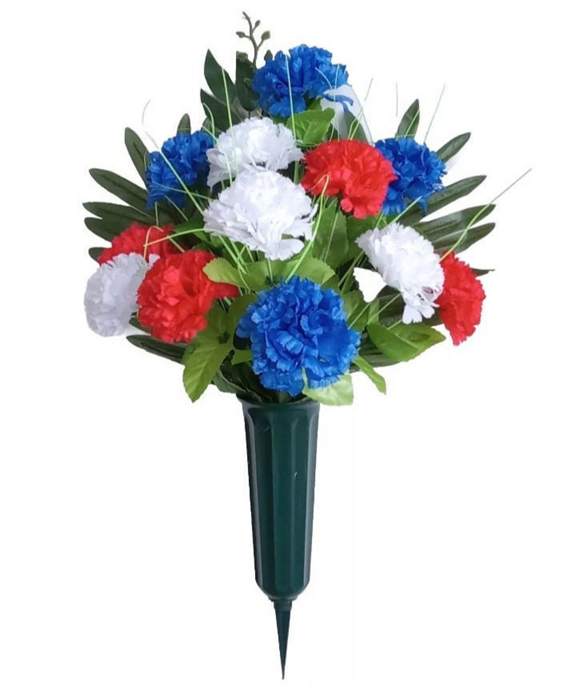 Potted Patriotic USA Red, White and Blue Carnation Memorial Grave ...