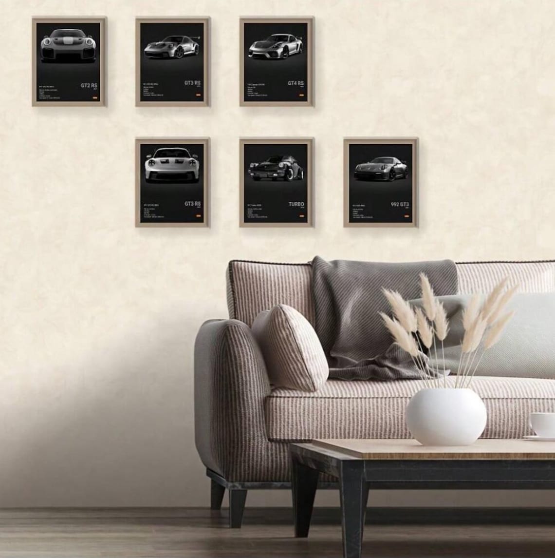 Aesthetic 911 GT3RS Car Posters Set of 6, Frameless Supercar Wall Art ...