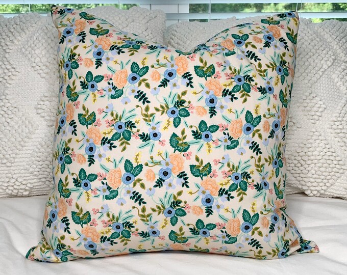 Rifle Paper Co Blue Hydrangea Throw Pillow, Living Room Decor, Patio ...