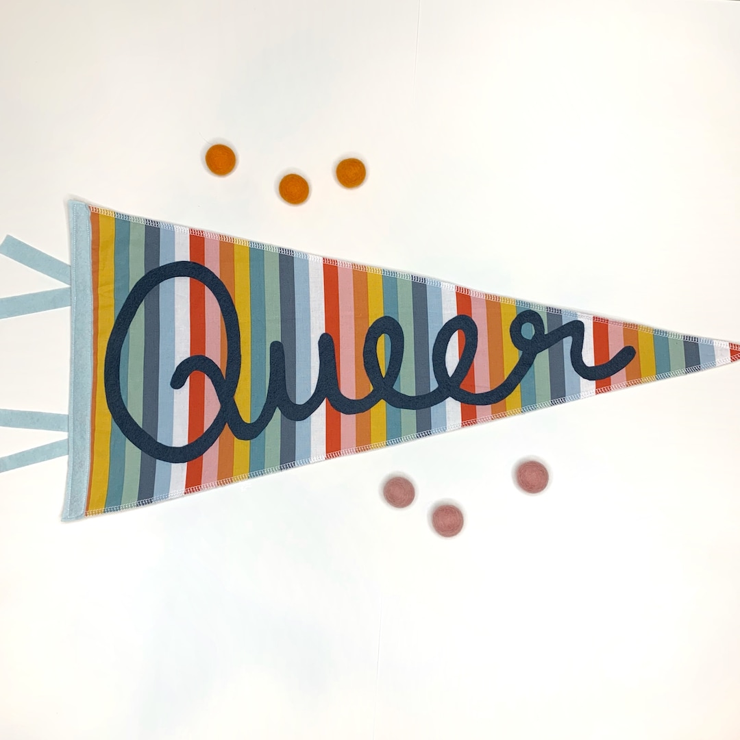Queer Pennant Flag / Felt Pennant / Pride Decor / Rainbow Pennant ...