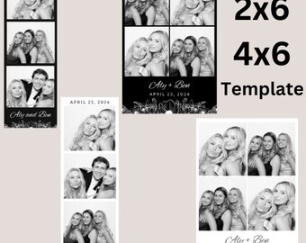 Photo Booth Wedding Strip Template 2x6 and 4x6. Modern Minimalist, Editable, Instant Download ...