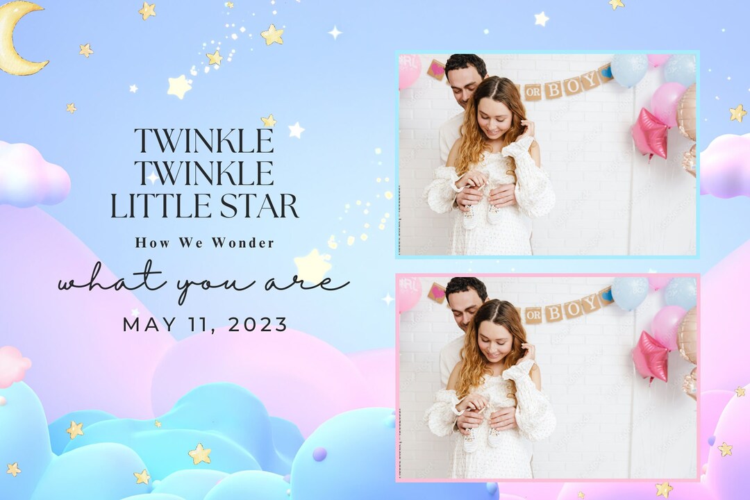 Gender Reveal | Photo Booth Template | 4x6 | Baby Shower | Twinkle ...