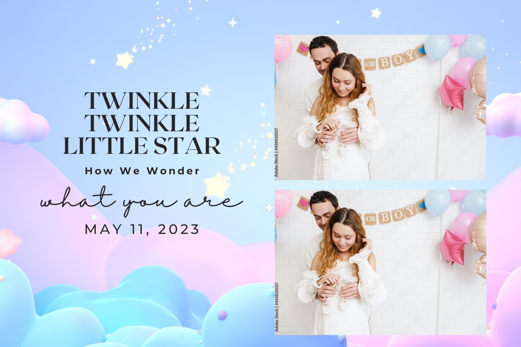 Gender Reveal | Photo Booth Template | 4x6 | Baby Shower | Twinkle ...