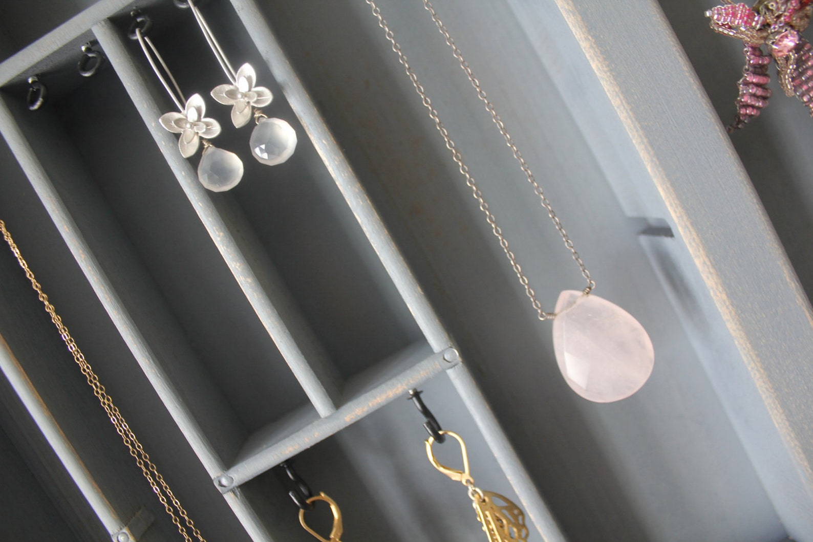 Shabby Chic Gray Jewelry Display - Etsy