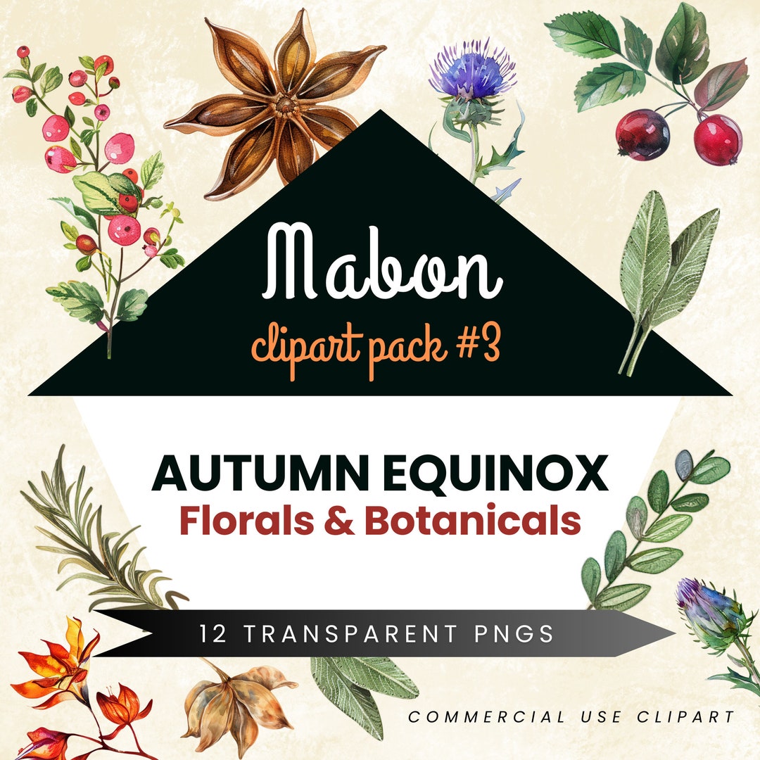 Autumn Equinox Clipart Pack, Mabon Clipart Pack 3, Fall Floral Clipart ...