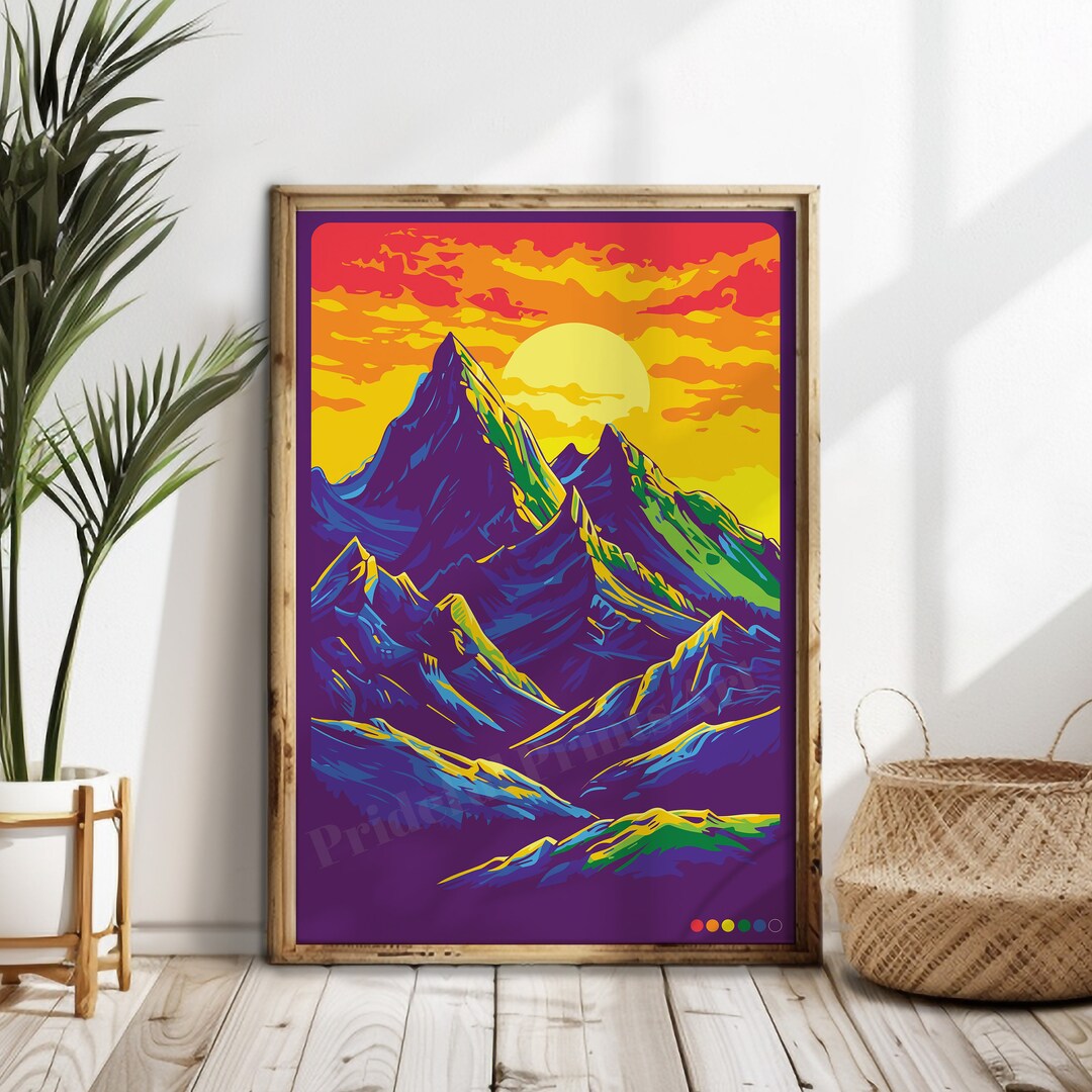 Rainbow Subtle Pride Print Mountain Poster Rainbow Pride Decor Queer ...