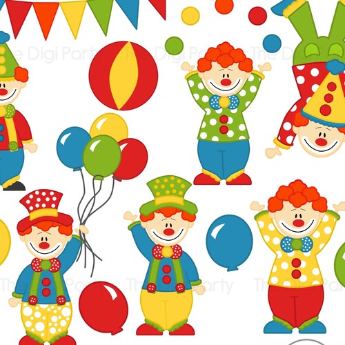 Clown Clipart and Circus Graphics Printable Clip Arts for - Etsy