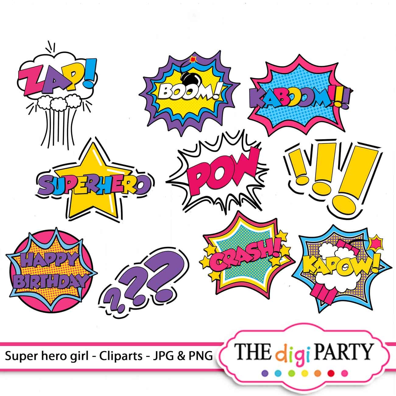 Super Hero Girl Clipart, Printable Photo Booth Props, Superhero Girl ...
