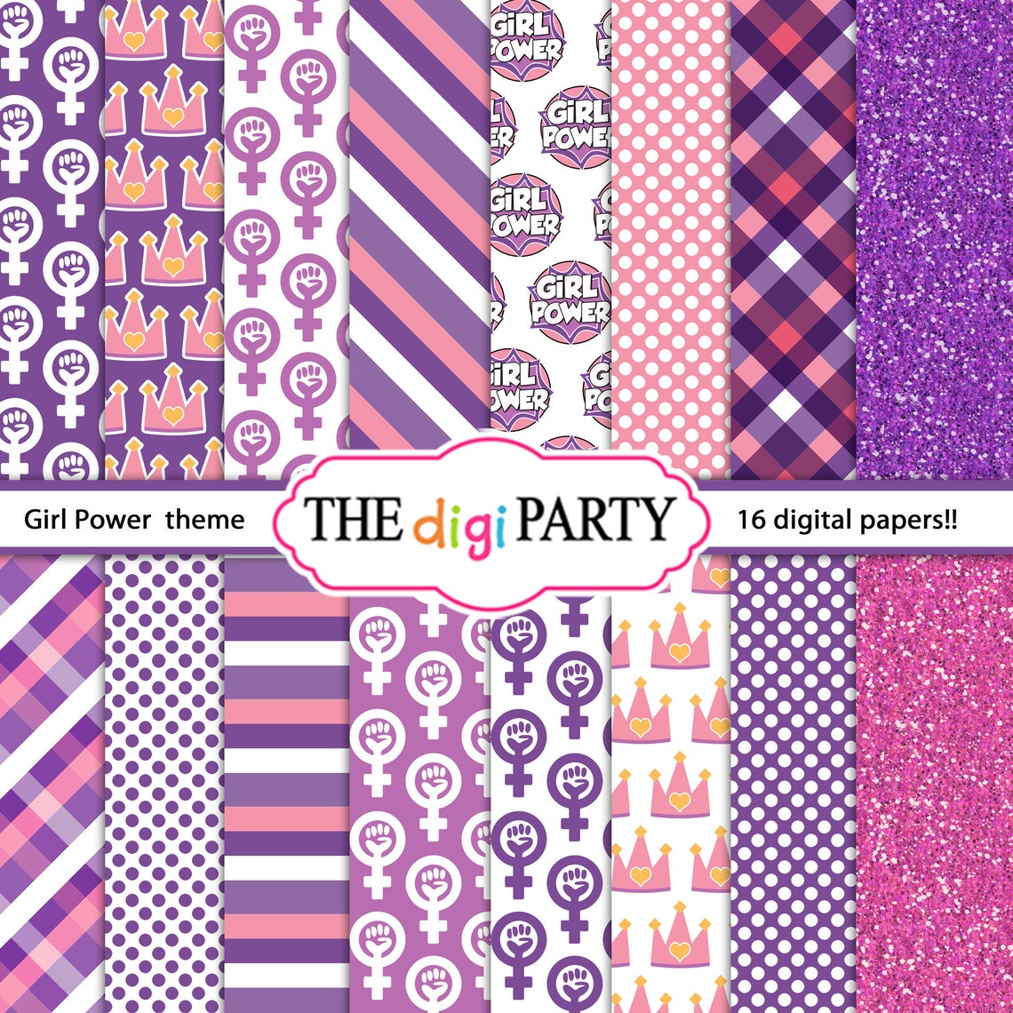 Girl Power Digital Paper Printables, Feminist Background, Feminism ...
