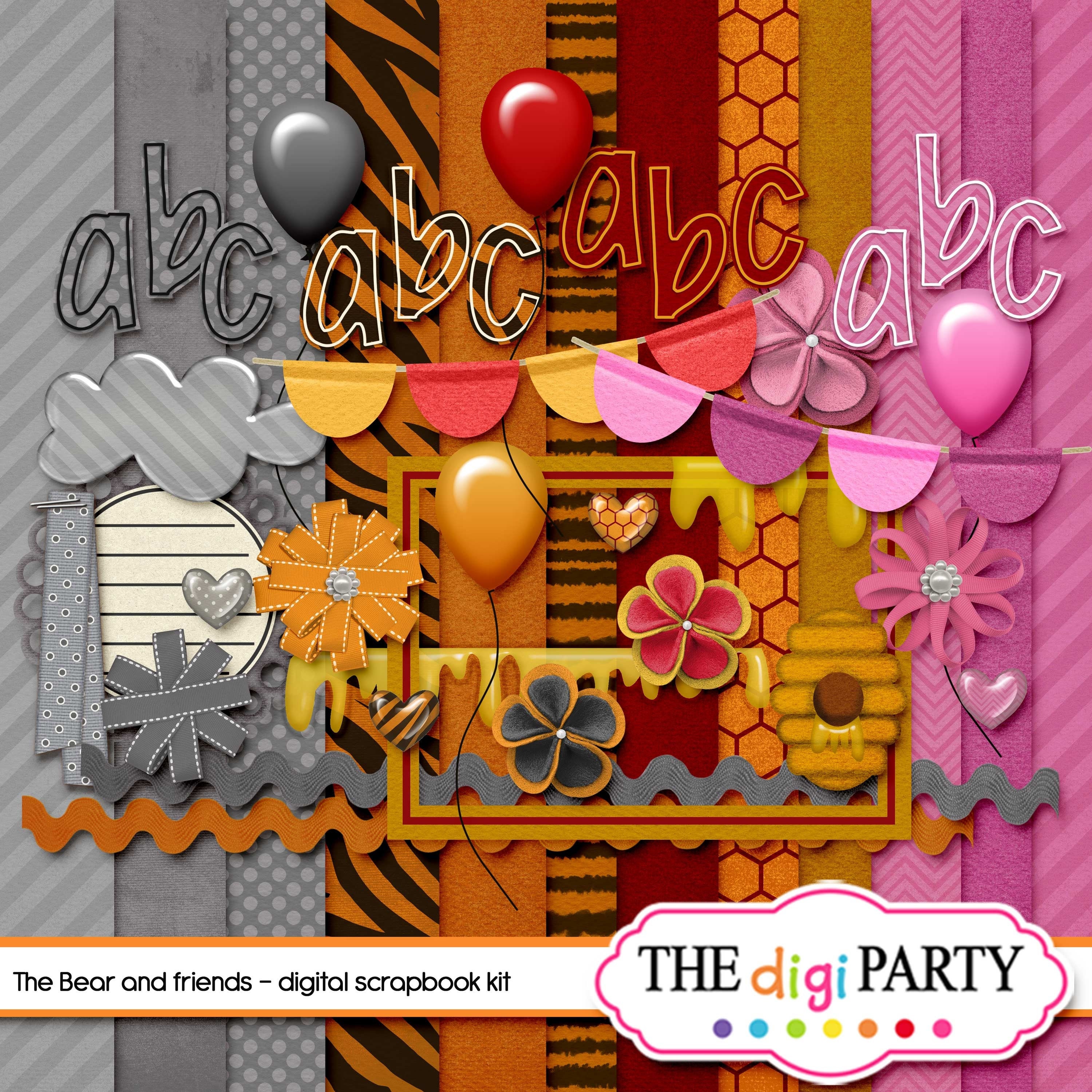Cute Bear Digital Scrapbook Kit With Papers and Clip Art Elements ...