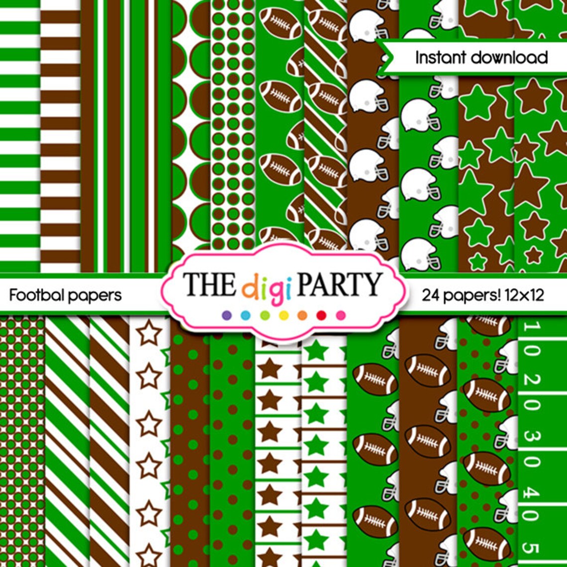 Football Digital Papers, Sports Printable Background, Football Pattern ...