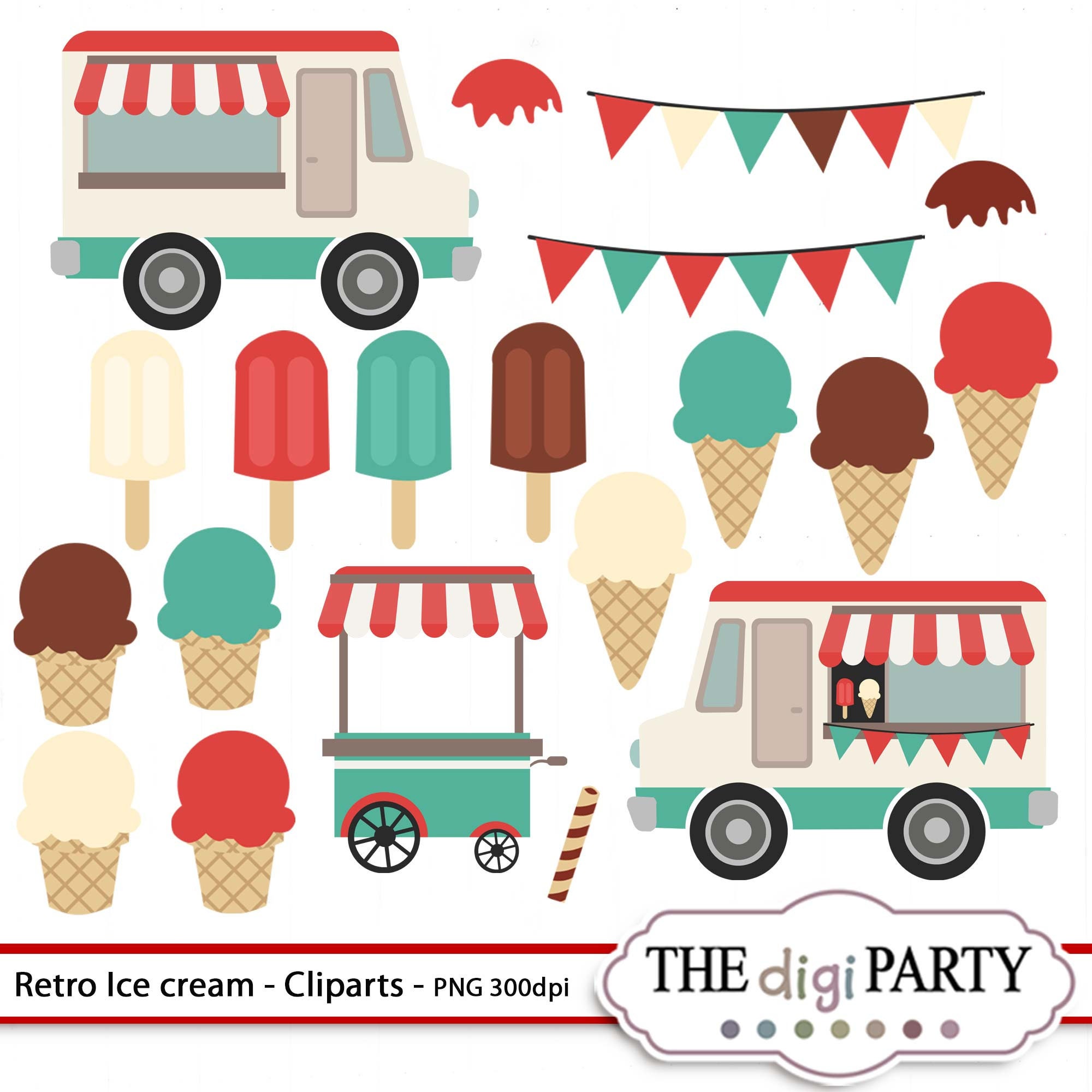 Vintage Ice Cream Cart Clipart