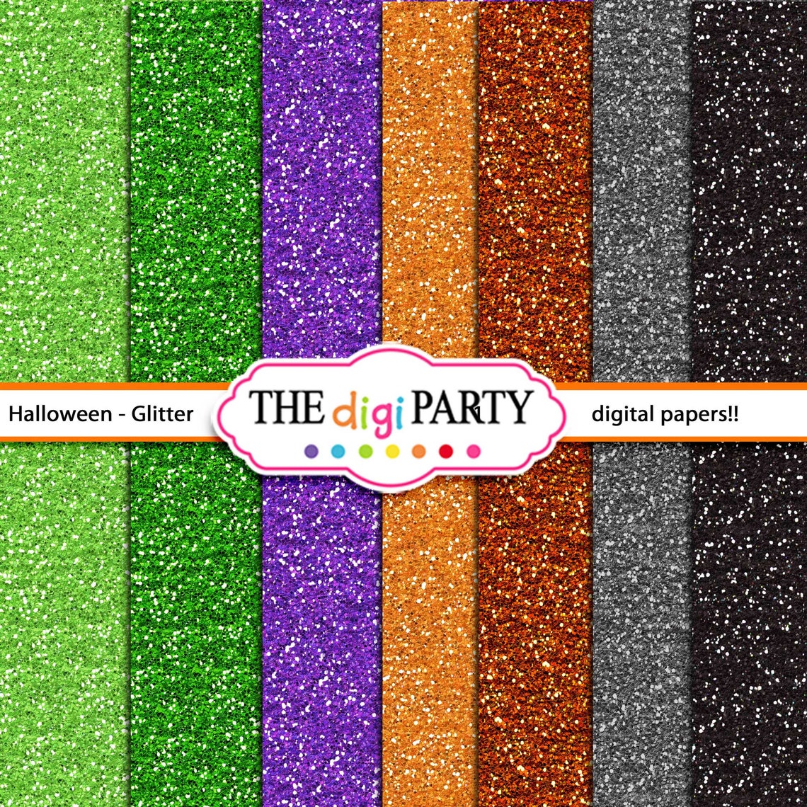Halloween Glitter Digital Papers, Halloween Sparkle, Orange and Black ...