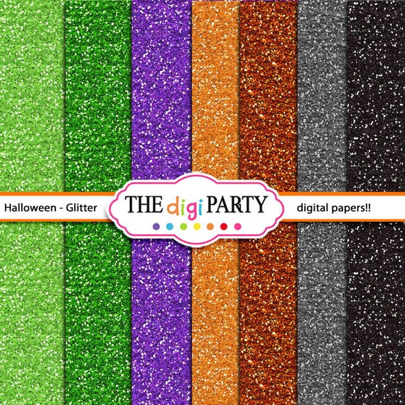 Halloween Glitter digital papers, Halloween sparkle, orange and black ...