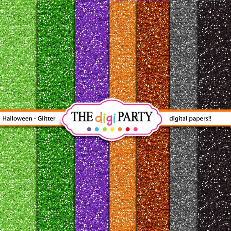 Halloween Glitter Digital Papers, Halloween Sparkle, Orange and Black ...