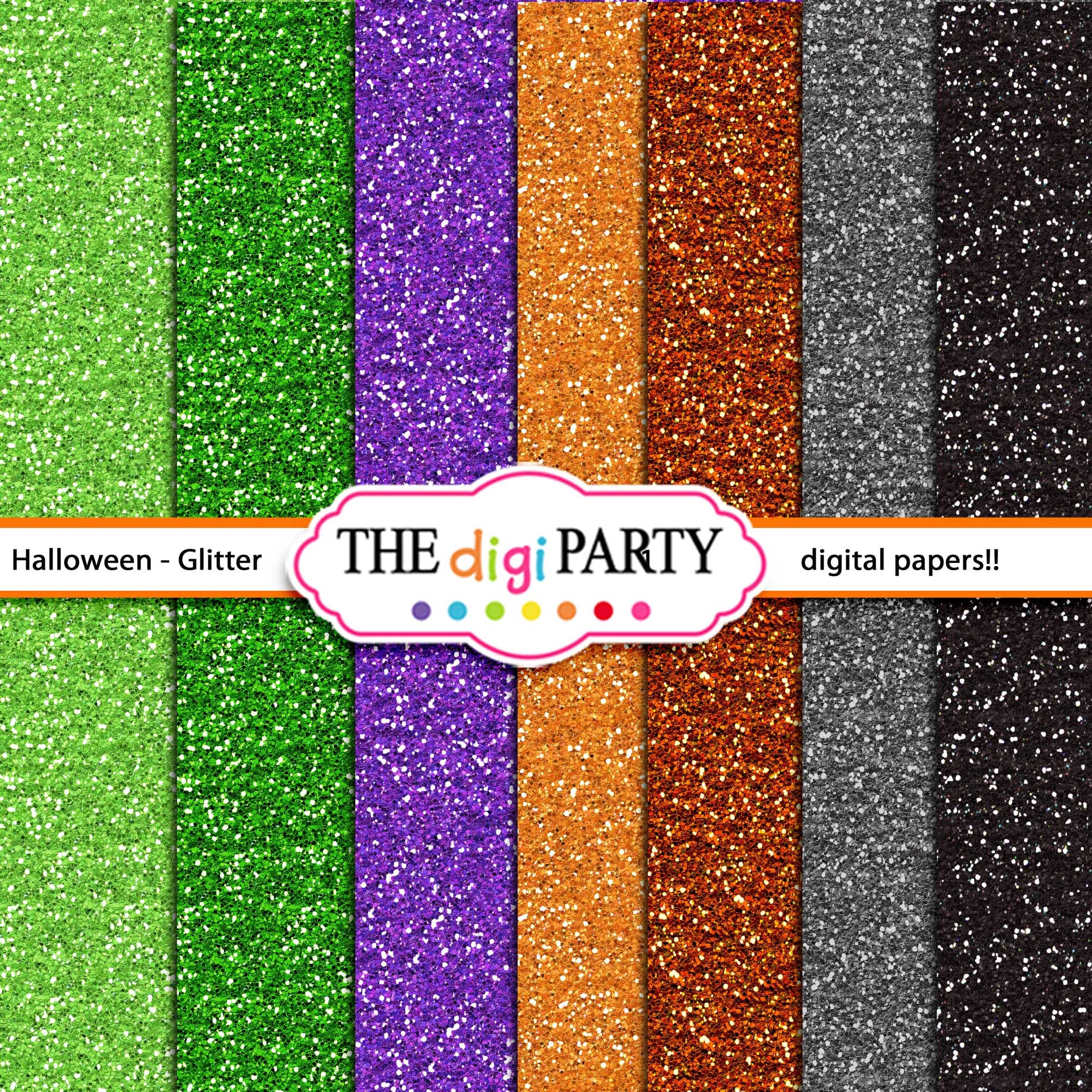 Halloween Glitter Digital Papers, Halloween Sparkle, Orange and Black ...