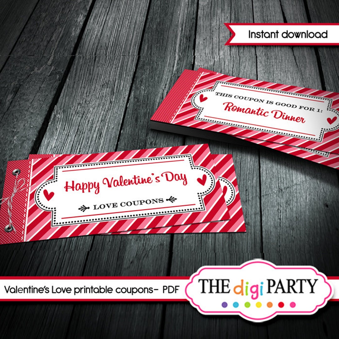 Valentines Day Gift Printable Coupons, Love Coupons, Coupon Book ...