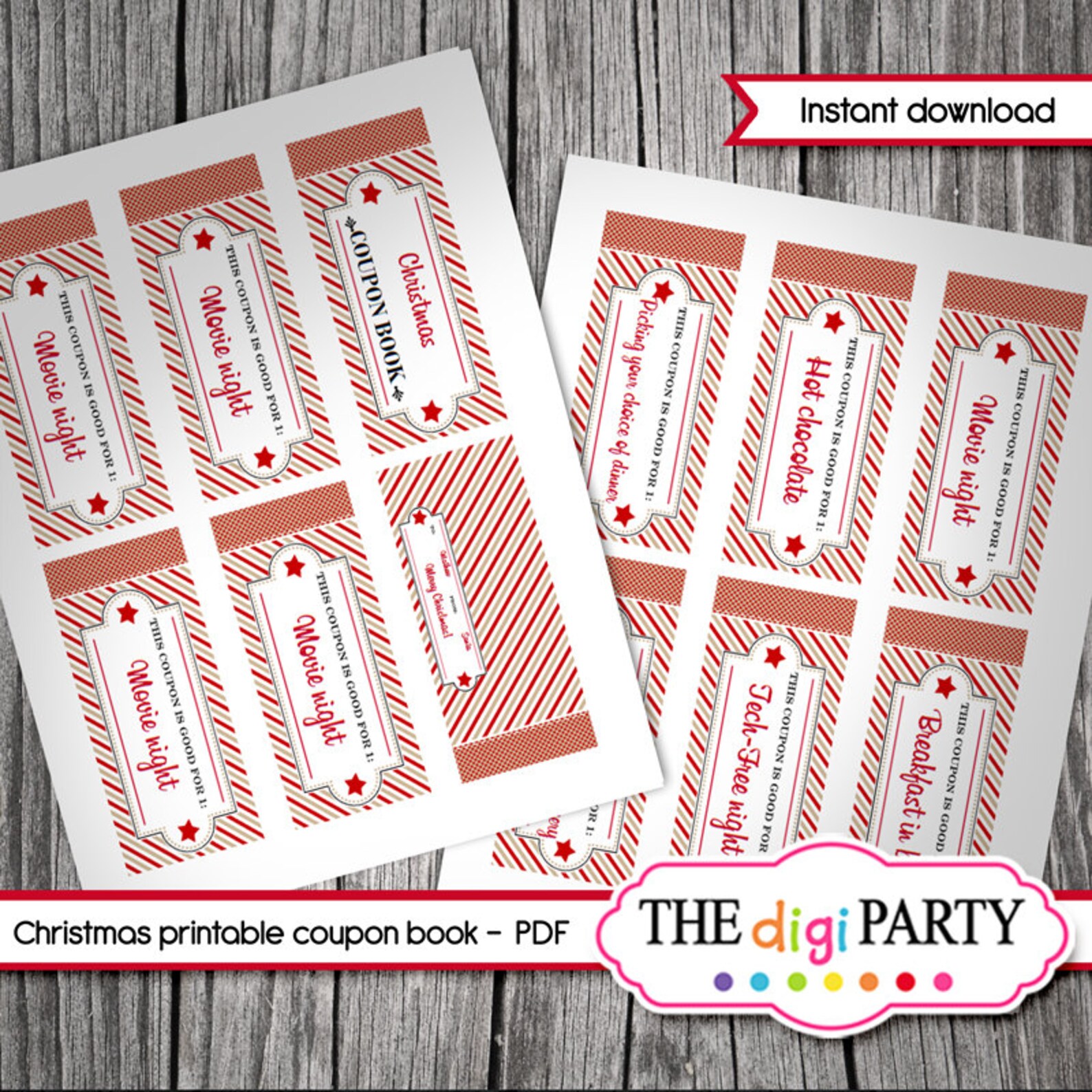 Christmas Coupon Book Gift, Printable Coupons, Activity Book, Editable ...