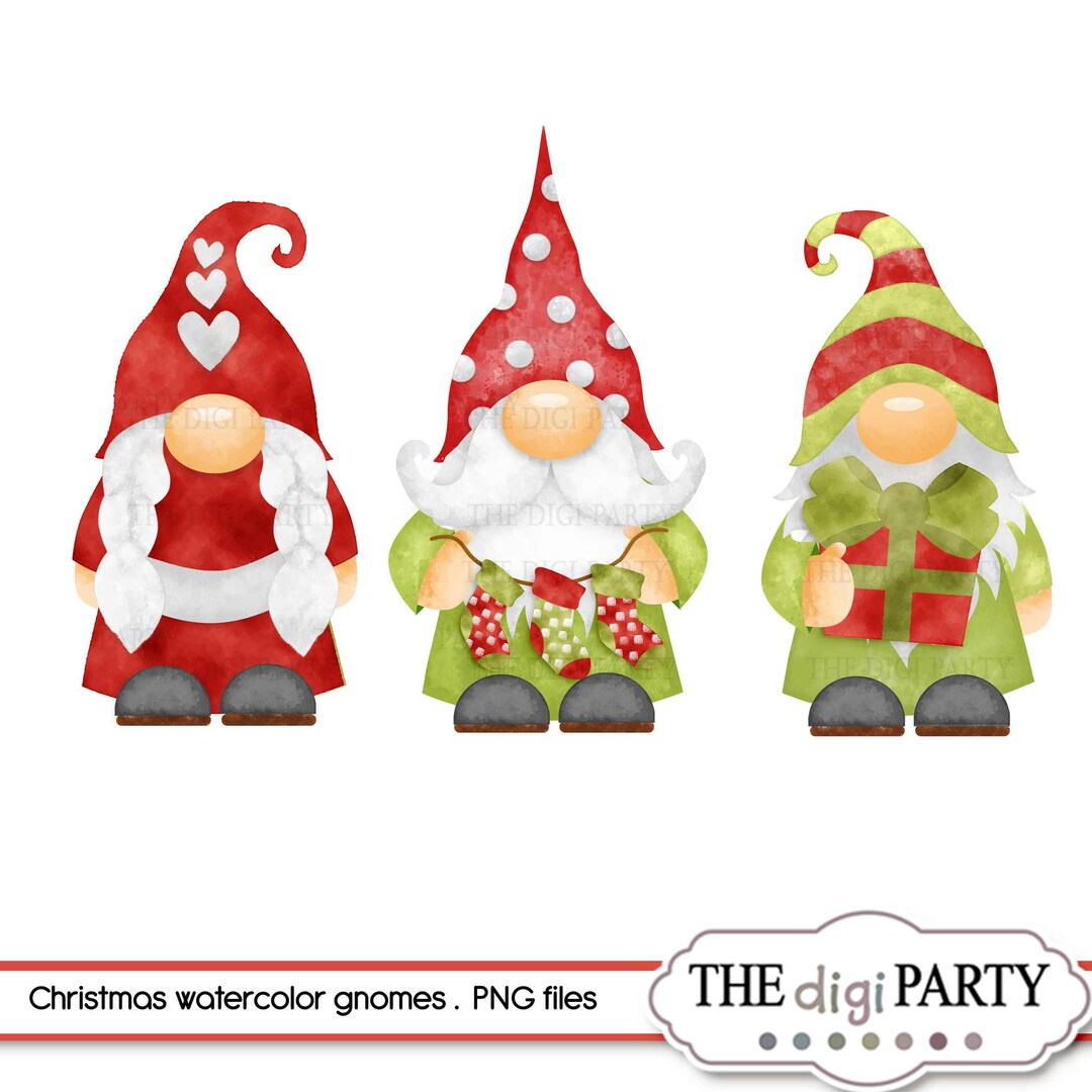 Watercolor Christmas Gnome Clipart, Santa Gnomes, Sublimation Printable ...