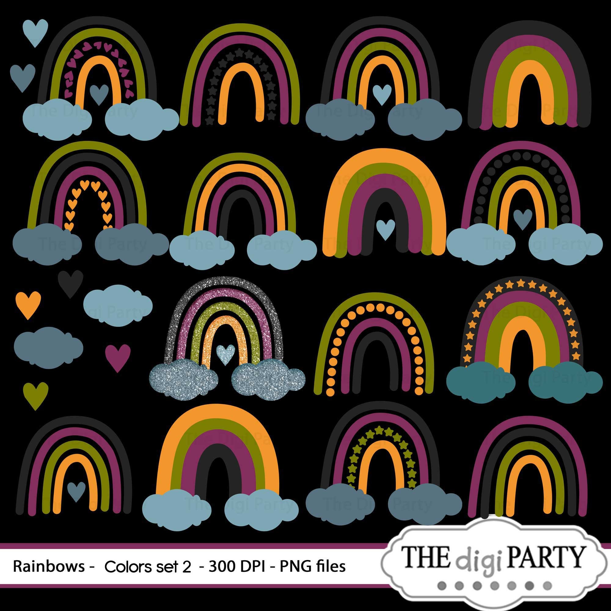 Thanksgiving Rainbow Clipart With Glitter Rainbow Clip Art - Etsy UK