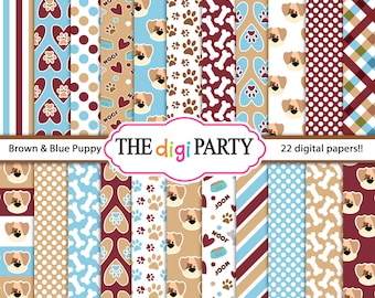 Woof! Puppy Paper Set | Puppy Dog Digital Download, Dog Paws Patterns ...