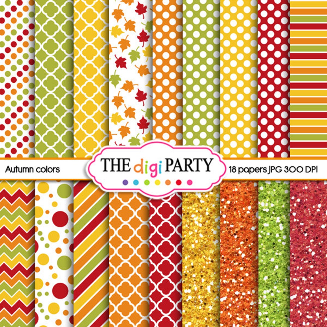 Thanksgiving Digital Paper, Fall Autumn Background, Scrapbook Glitter ...