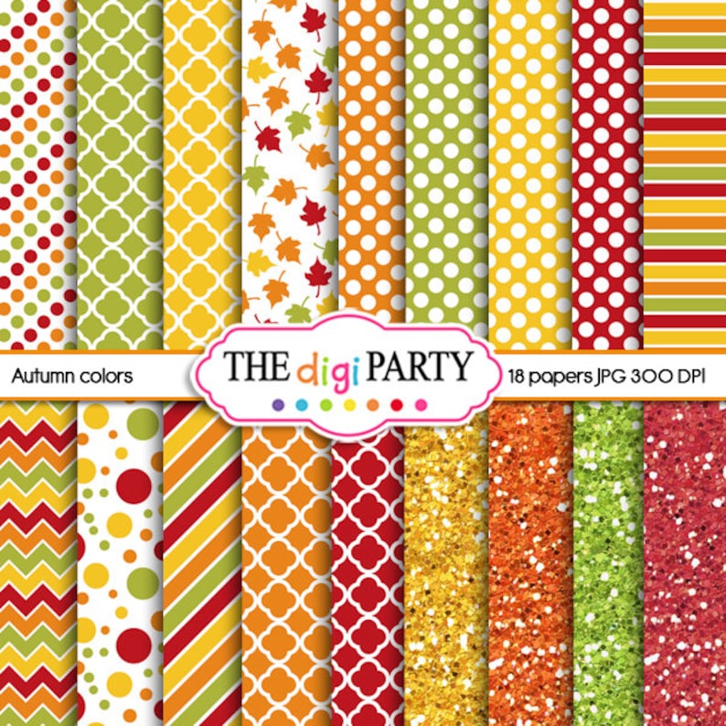 Thanksgiving Digital Paper, Fall Autumn Background, Scrapbook Glitter ...