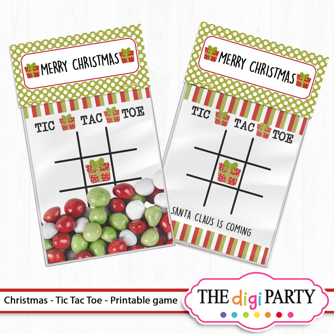 Tic Tac Toe Printable Christmas Activity Kit Game With Bag Labels ...