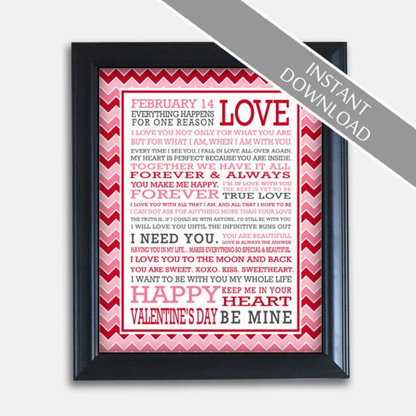 Valentine's Day Digital Print Art Printable Gift Valentine Size 8,5x11 ...