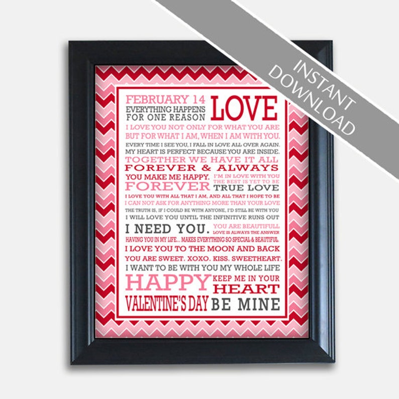 Valentine's Day Digital Print Art Printable Gift Valentine Size 8,5x11 ...