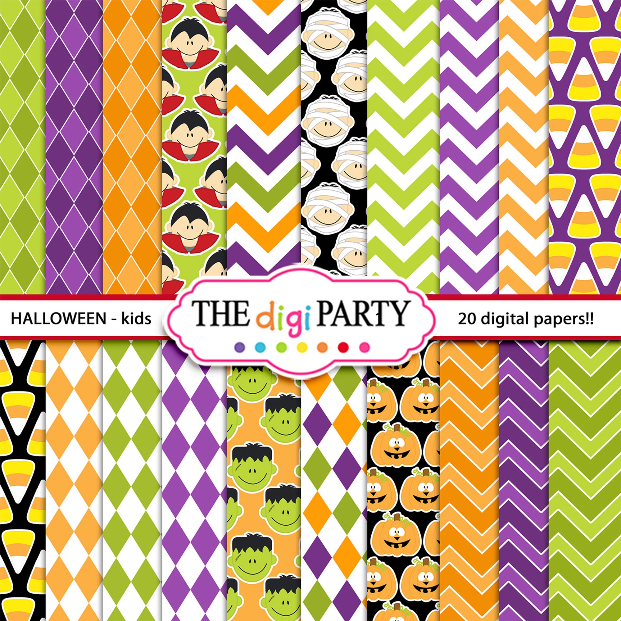 Halloween Digital Paper Background Pattern Orange Black and - Etsy