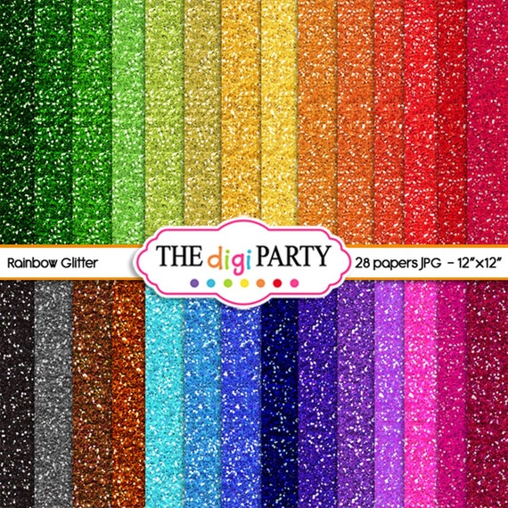 Rainbow Glitter digital paper texture, scrapbook sparkle background ...