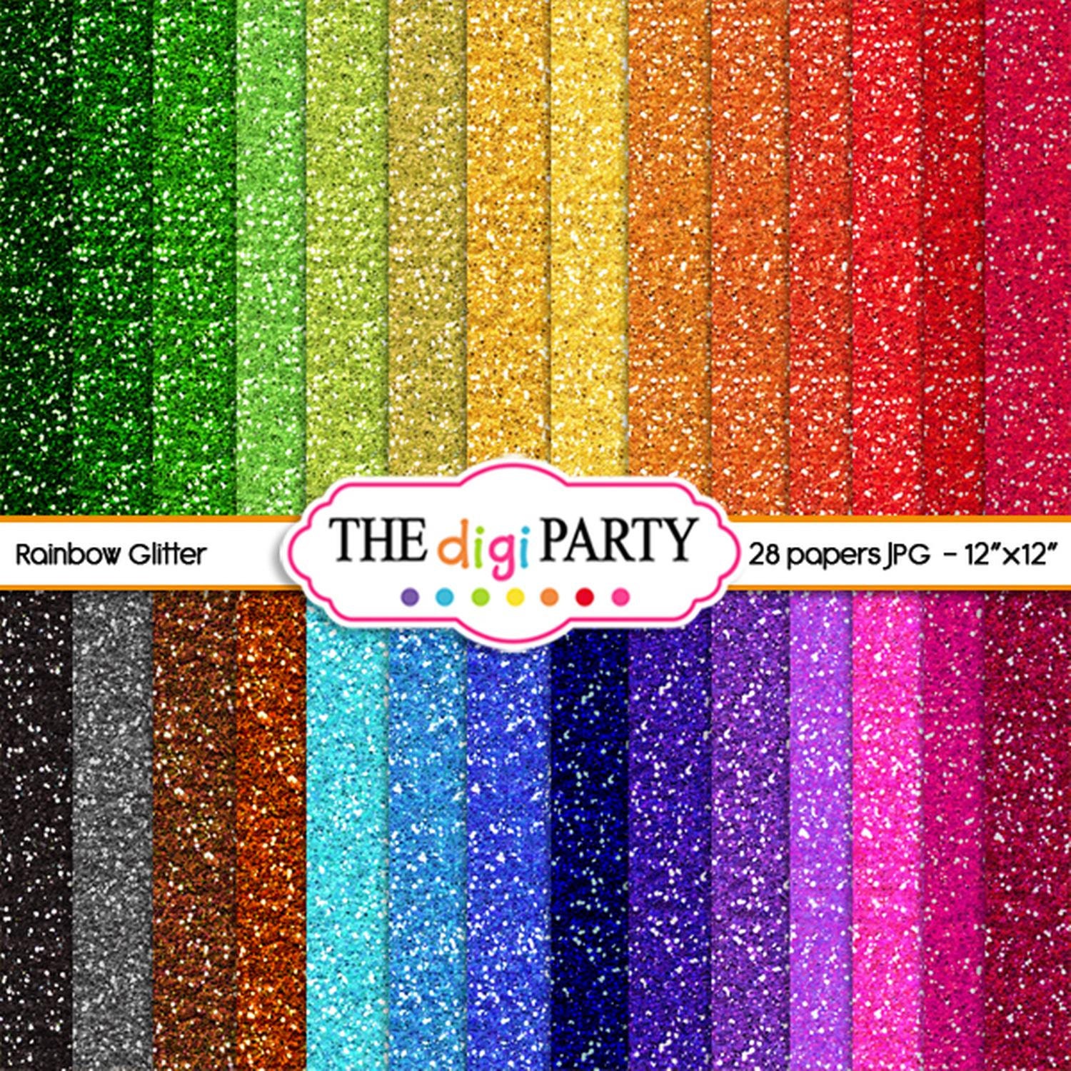 Paper Paper, Party & Kids Rainbow Colored Glitter Digital Scrapbook ...