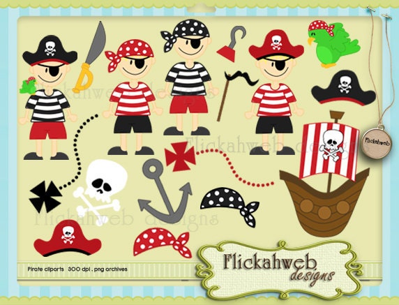 Pirate Clipart, Digital Png Pirate Image, for Paper Crafts, Cards and ...