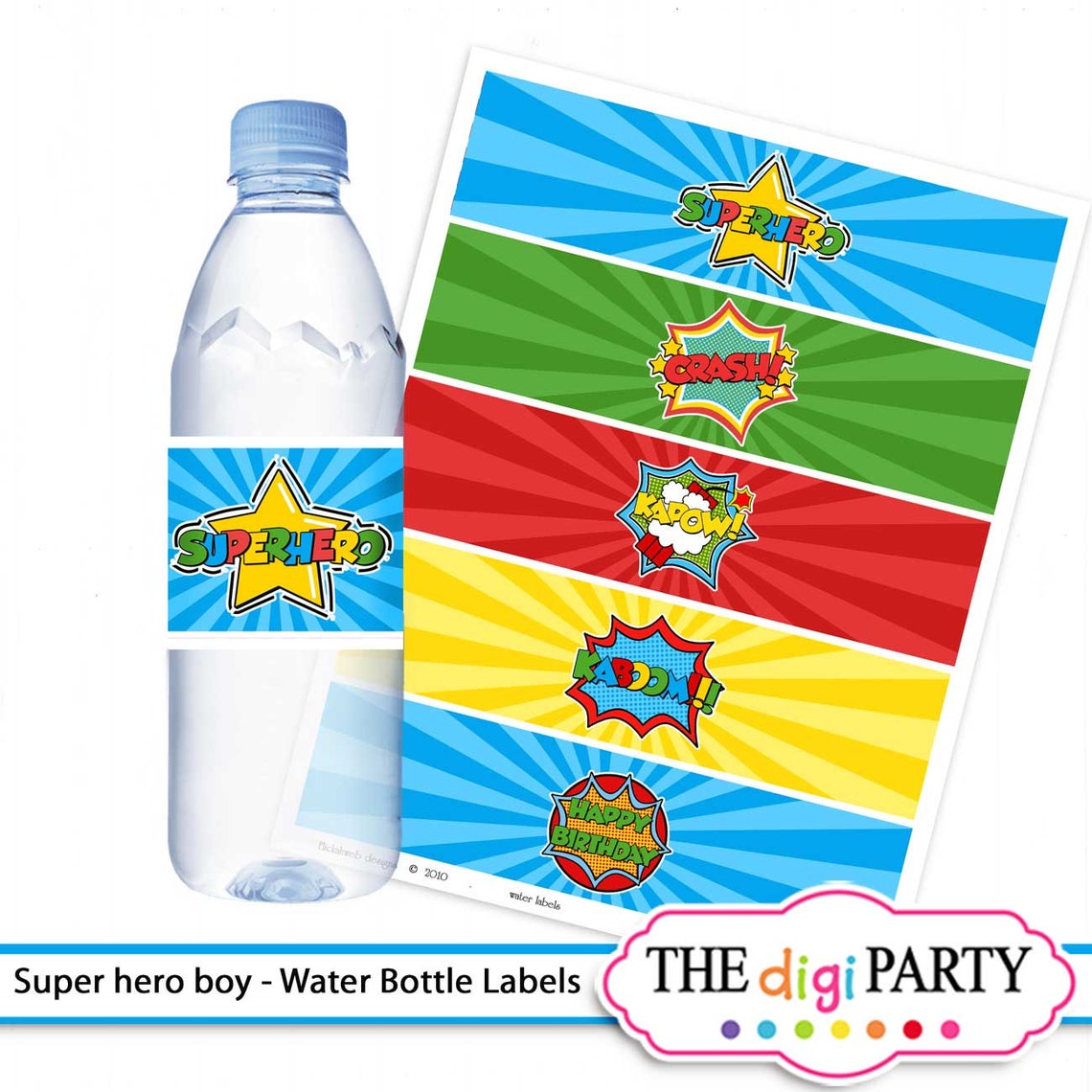 Super Hero Water Bottle Label Wrappers Superhero Printable | Etsy