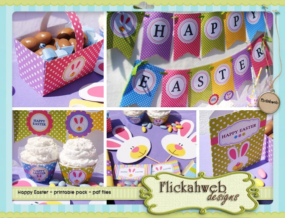 Easter Printable Digital Paper Pack Pastel Colors Bunny Basket - Etsy
