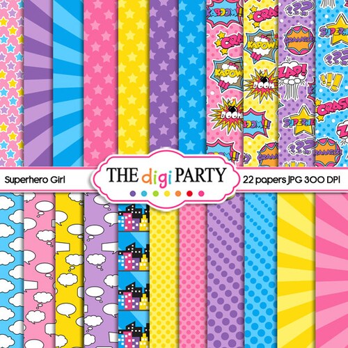 Superhero Digital Paper Printables Super Hero Party Boy - Etsy