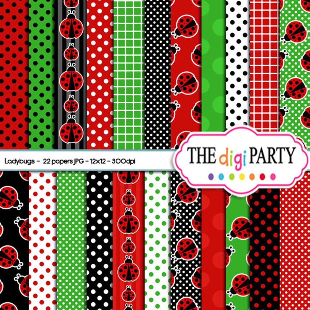 Ladybug Digital Paper Background Pattern, Scrabpook Printables, Instant ...