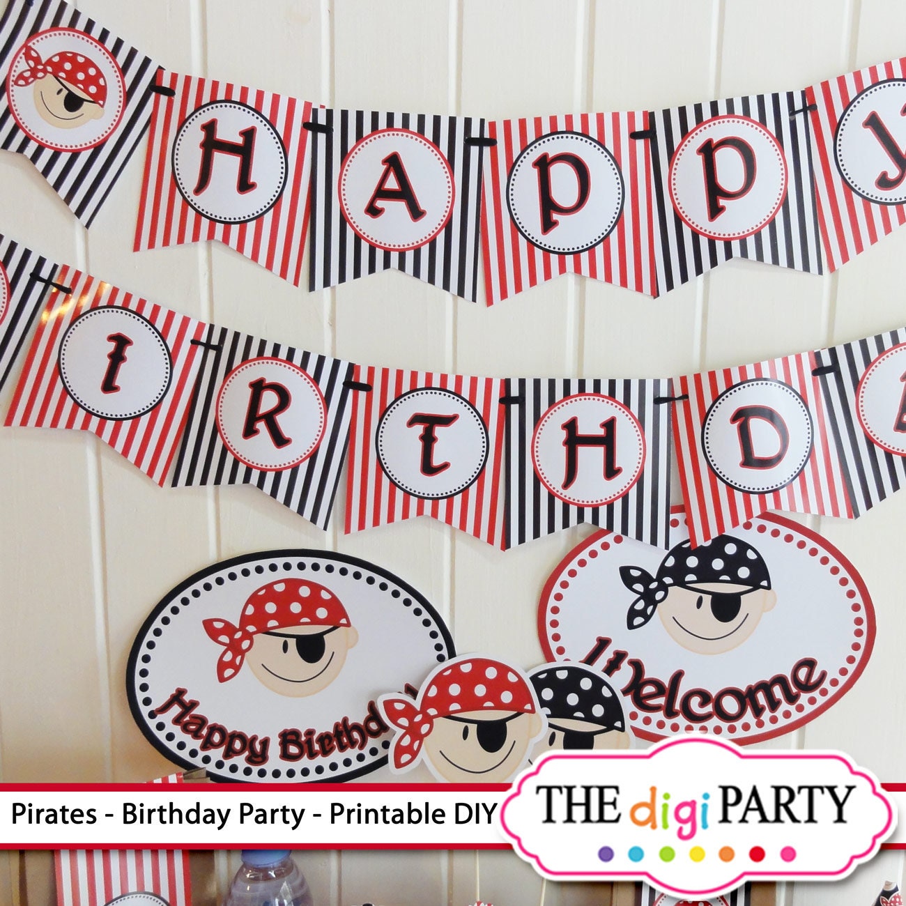 Pirate Boy Birthday Printable DIY Pirate Party Decorations With Banner ...