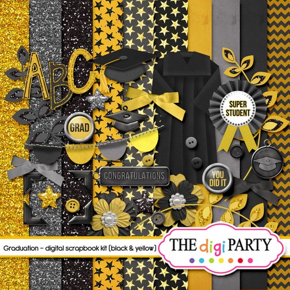 Graduation Digital Scrapbook Kit With Papers and Clip Art - Etsy